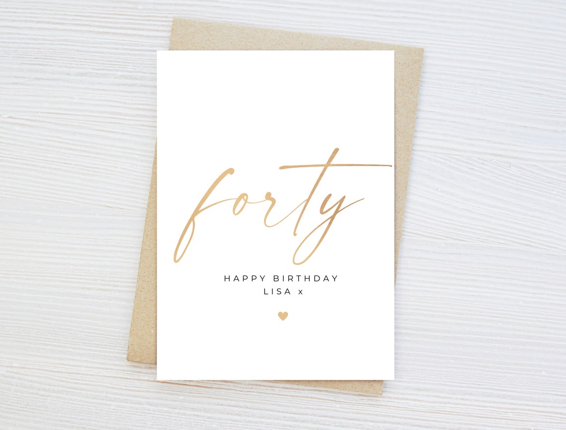Personalised 40th Birthday Card Forty Birthday Card for Her - Etsy