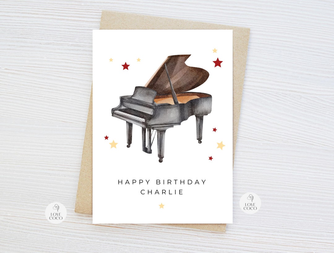 Personalised Piano Birthday Card, Grand Piano Birthday Card, Pianist ...