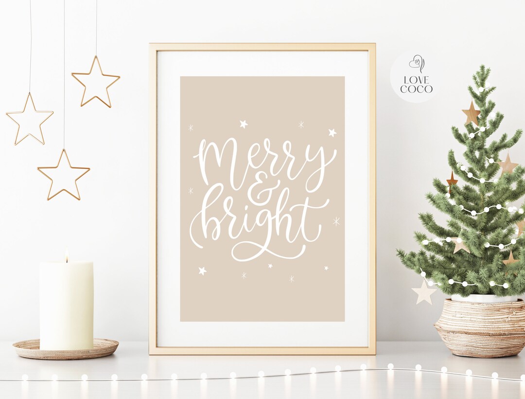Merry and Bright Print, Festive Christmas Print, Christmas Decor ...