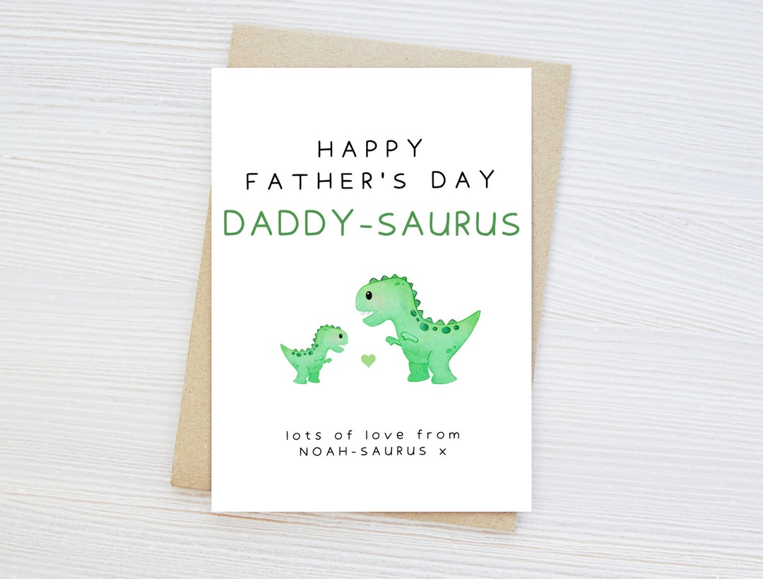 Daddysaurus Fathers Day Card Dinosaur Card for Dad - Etsy