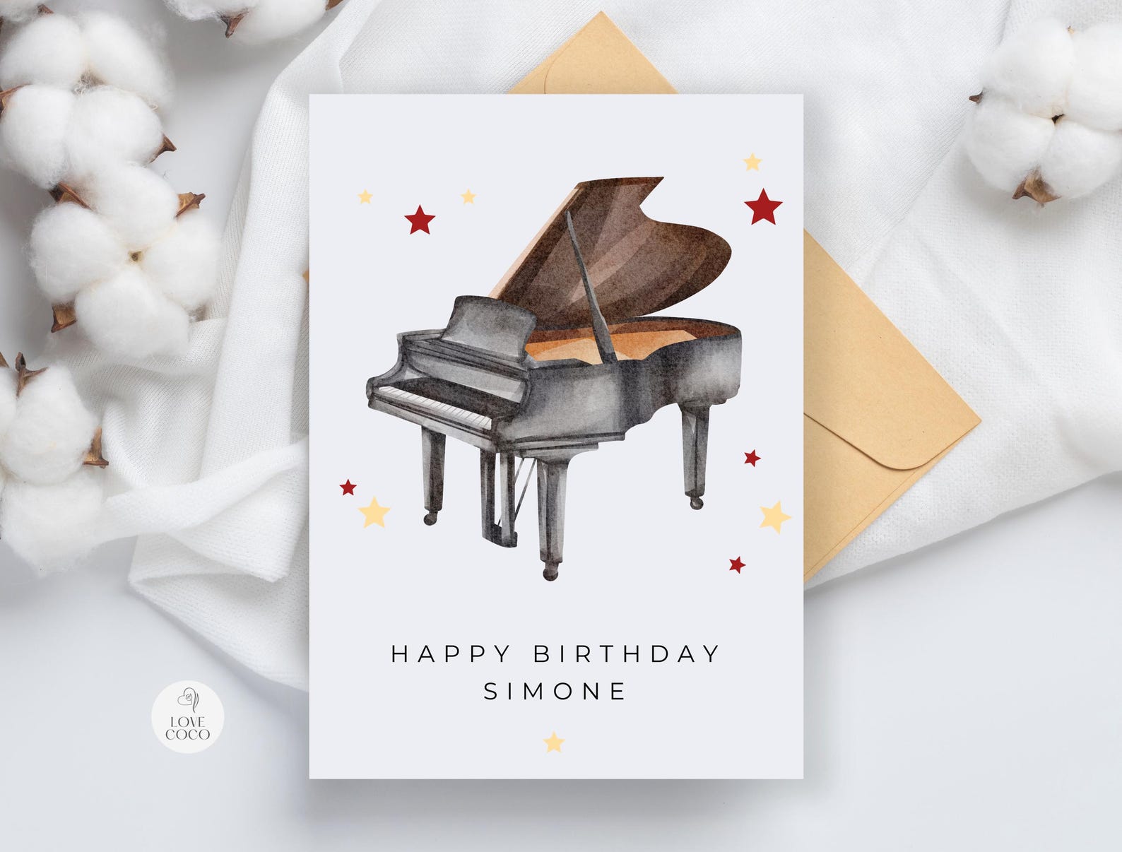 Personalised Piano Birthday Card, Grand Piano Birthday Card, Pianist ...