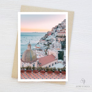 Positano Greetings Card, Amalfi Coast Italy Souvenir Print, Blank ...