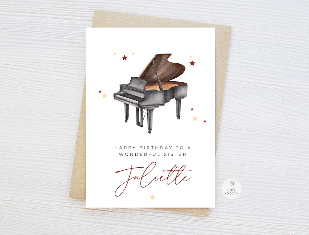 Personalised Piano Birthday Card, Grand Piano Birthday Card, Pianist ...