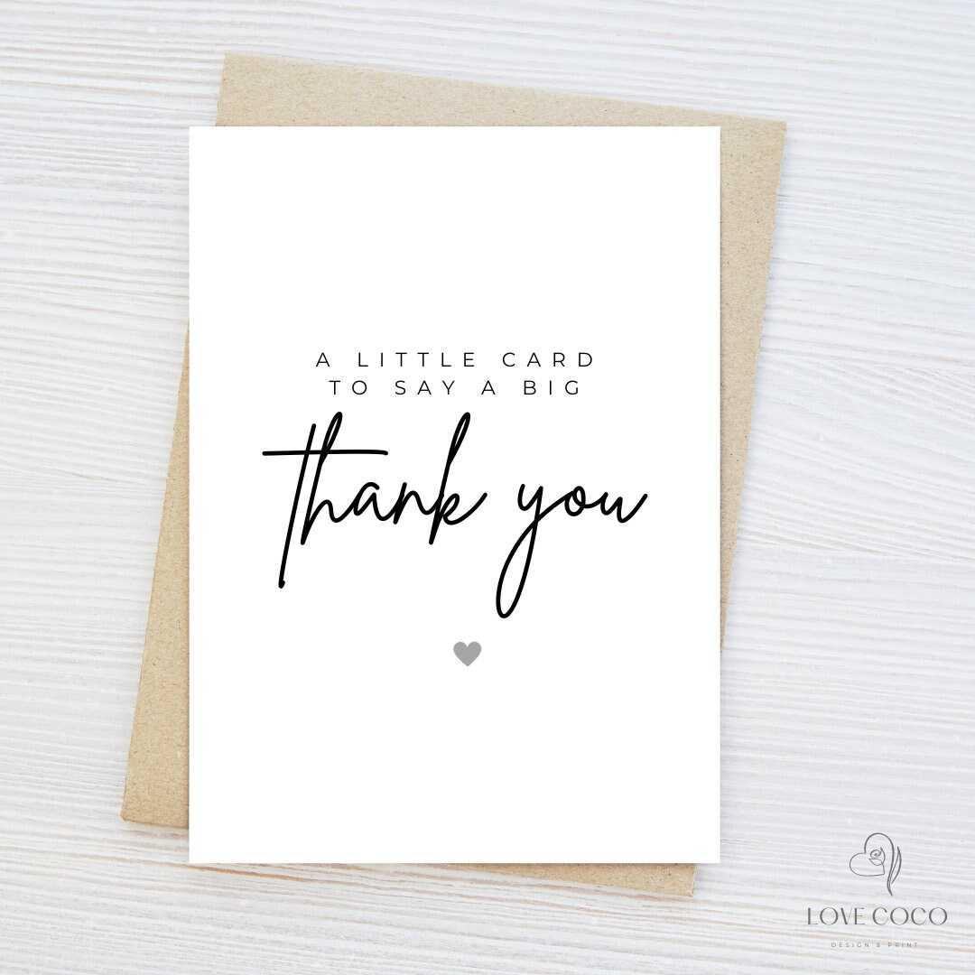 Simple Thank You Card, Little Card to Say A Big Thanks Supportive Card ...