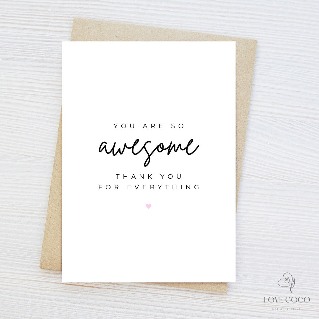 You Are Awesome Thank You Card, Great Big Thank You, Blank Greetings ...