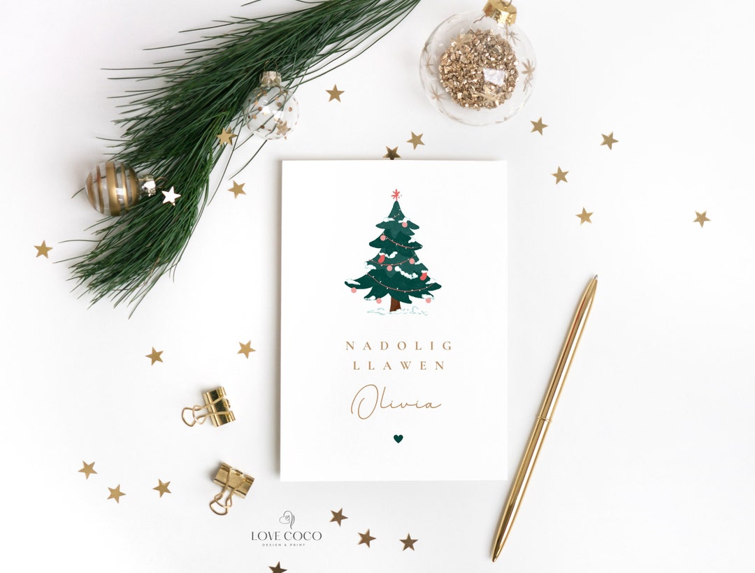 Personalised Welsh Christmas Card, Nadolig Llawen, Merry Christmas ...