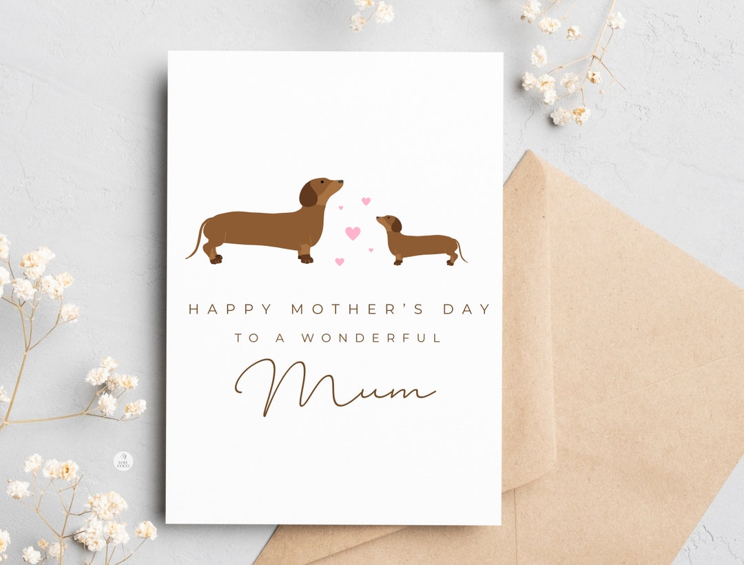 Dachshund Mother's Day Card, Sausage Dog Mother's Day Card, Doxie Dog ...
