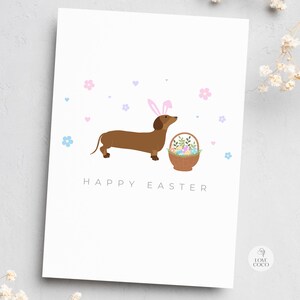 Dachshund Easter Card For, Doxie Easter Card, Sausage Dog Pastel Easter ...