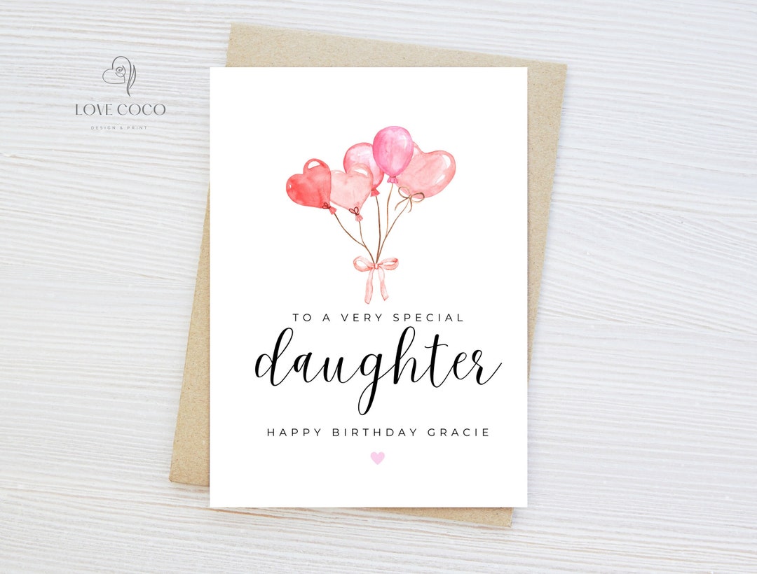 Daughter Birthday Card, Personalised Birthday Card for Daughter, Pink ...