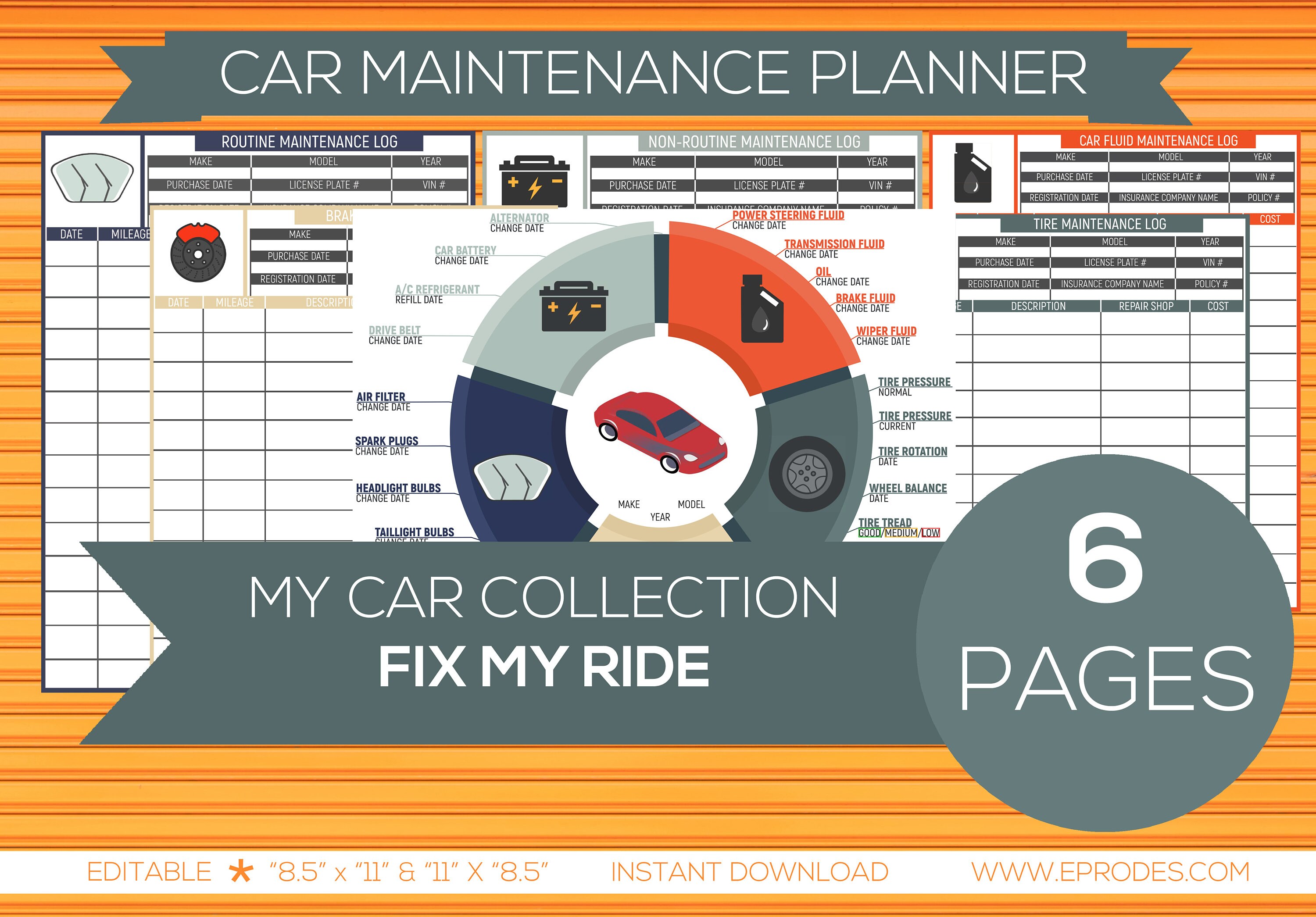 Car Maintenance Planner | Binder | Organizer | Record Keeper (editable ...