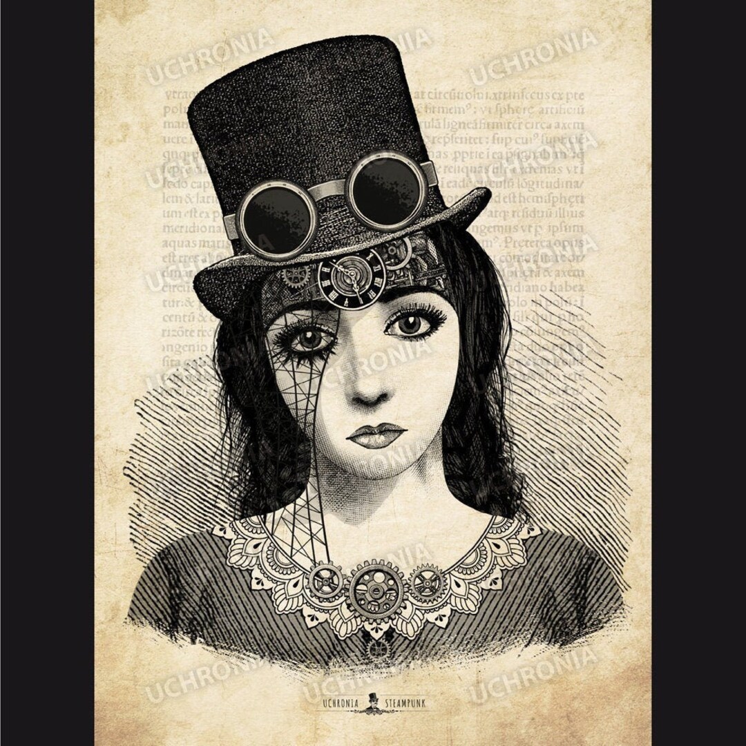 Unique and Original Steampunk Digital Illustration of a Machine Woman ...