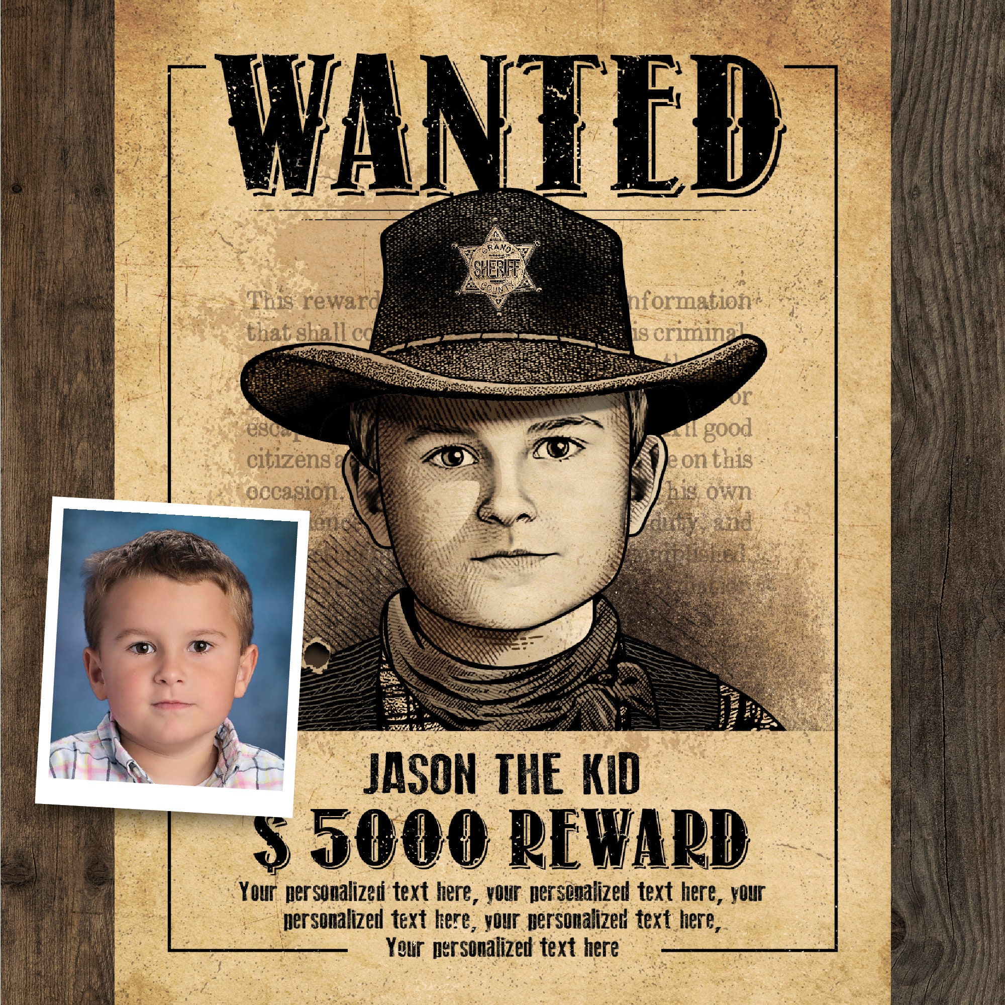 Personalized Wanted Poster. Custom Portrait With Vintage Engraving ...