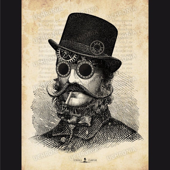 Unique and Original Steampunk Illustration of a Smoking Man. - Etsy