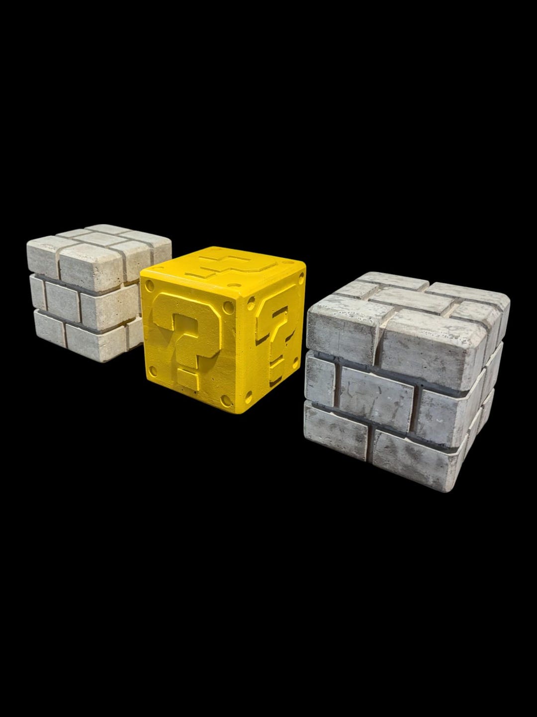 Solid Concrete Mario Blocks - 5 Inches Cubed - Doorstop - Bookend ...