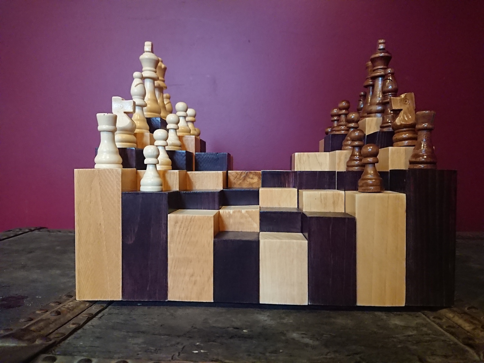 Unique Chess Set - Large Handmade 3d Chess Decor Wood Board Game Gift ...