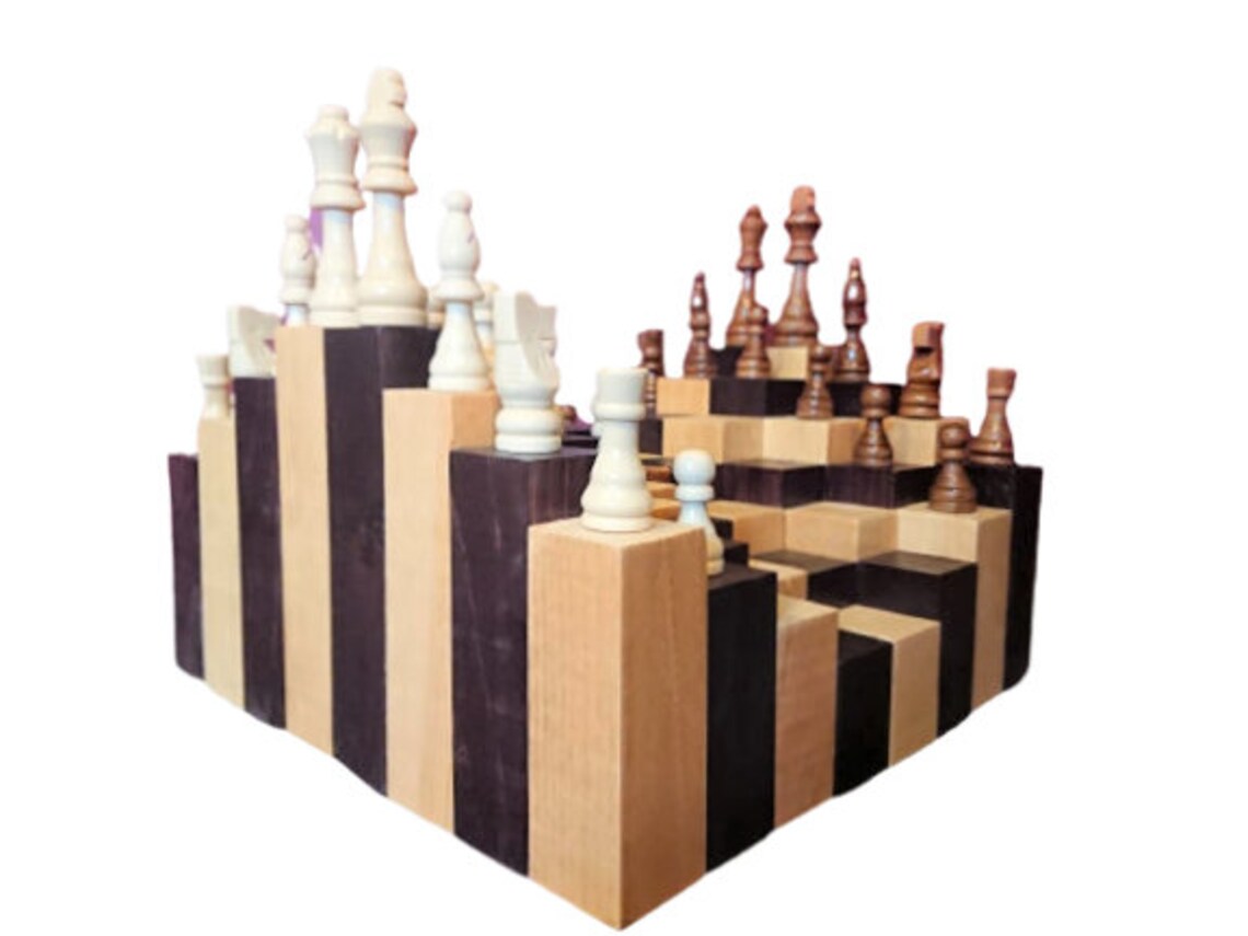 3d Chess Board Large Handmade Wooden Set Perfect Gift for | Etsy
