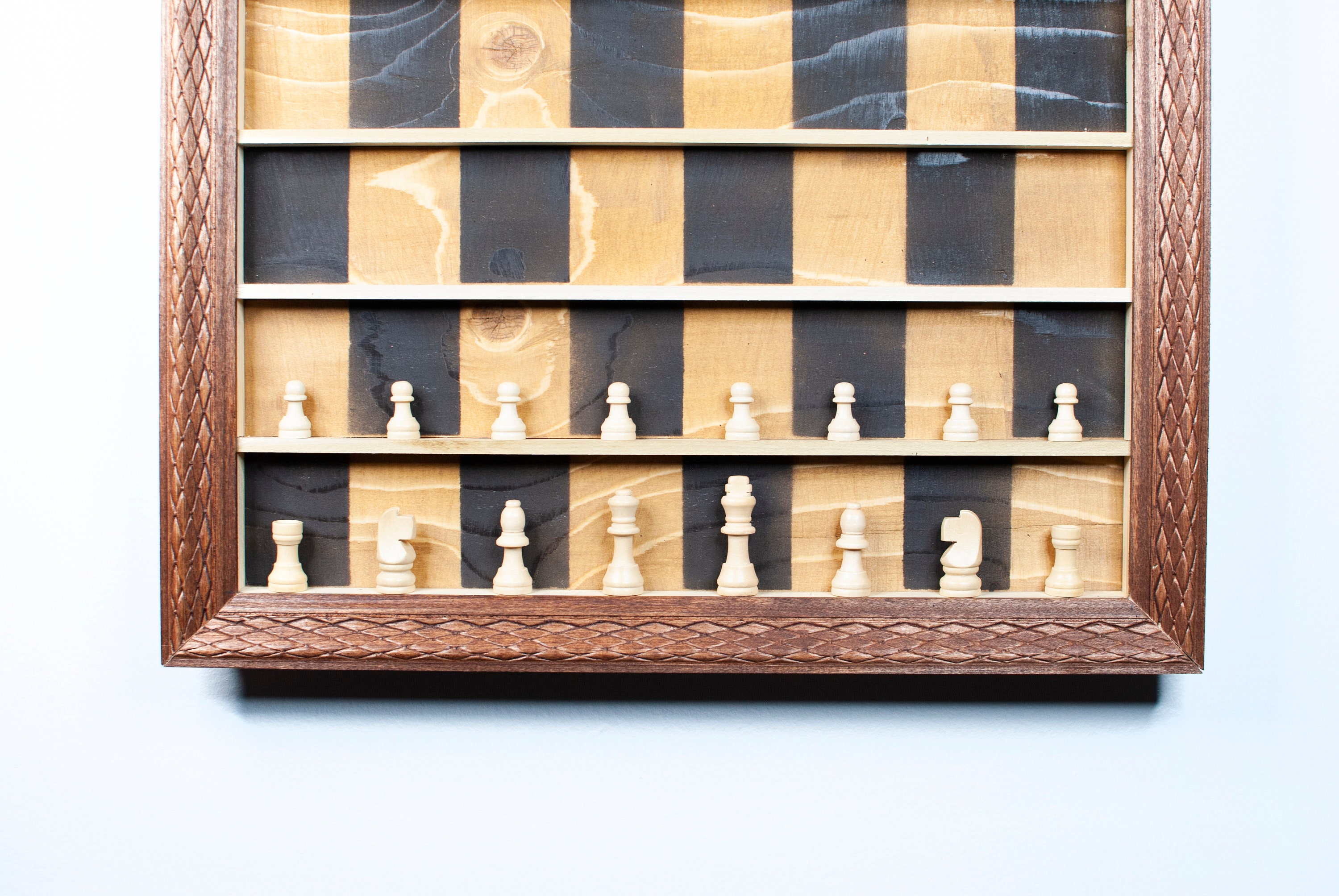 Vertical Chess Set Large Wall Mounted Wooden Game Board | Etsy