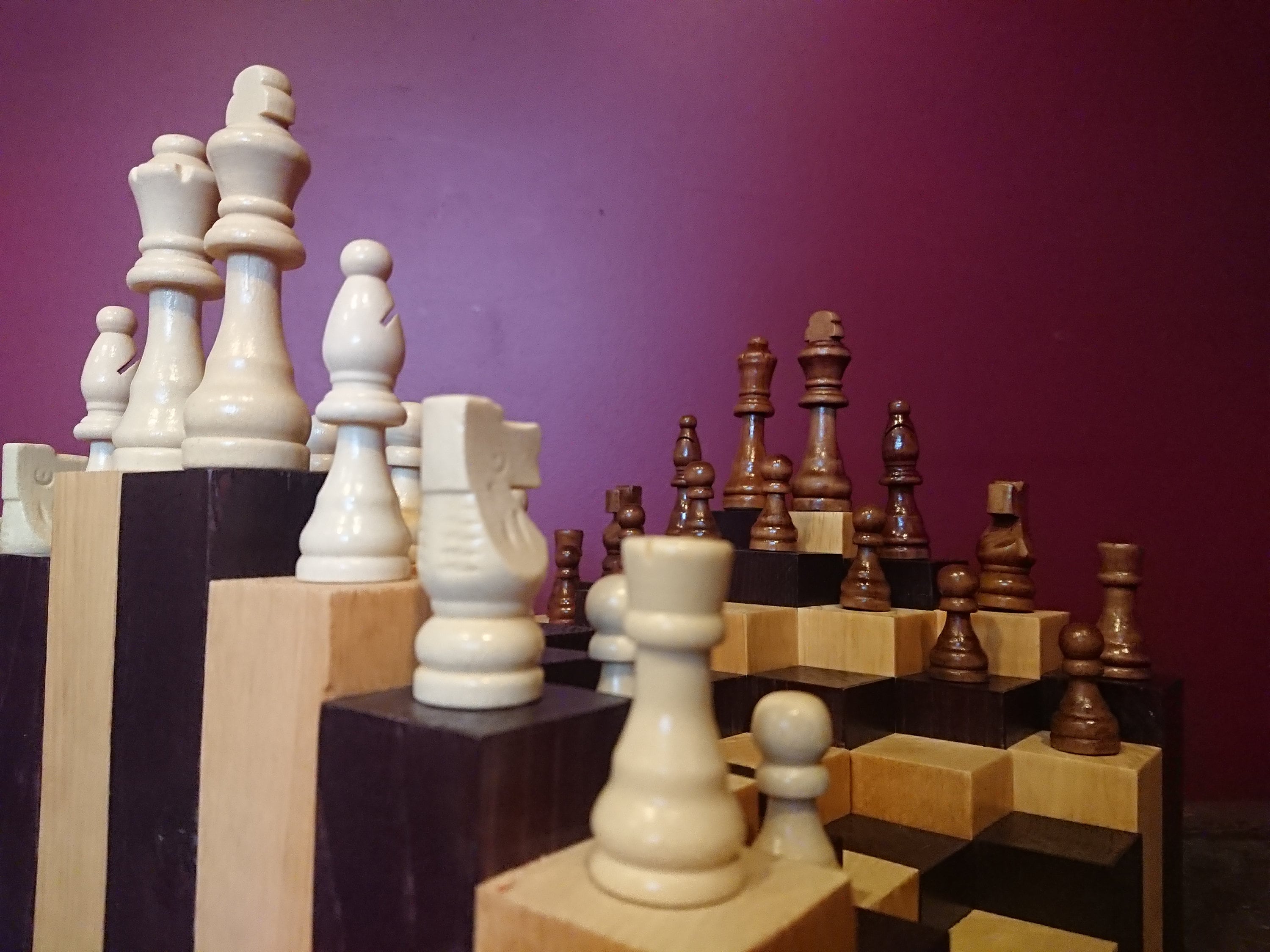 Unique Chess Set - Large Handmade 3d Chess Decor Wood Board Game Gift ...