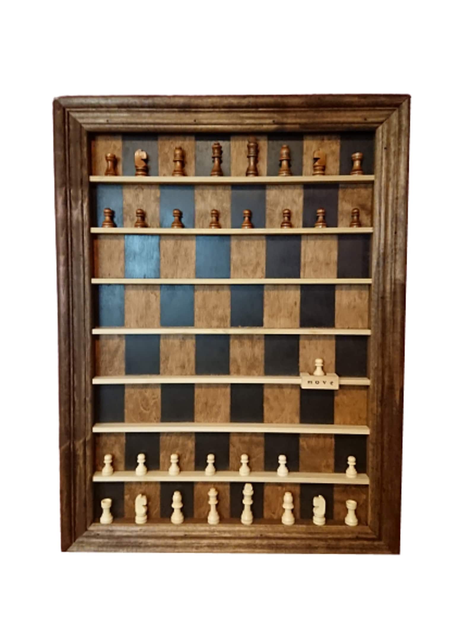 Vertical Chess Set Large Wall Mounted Wooden Game Board - Etsy