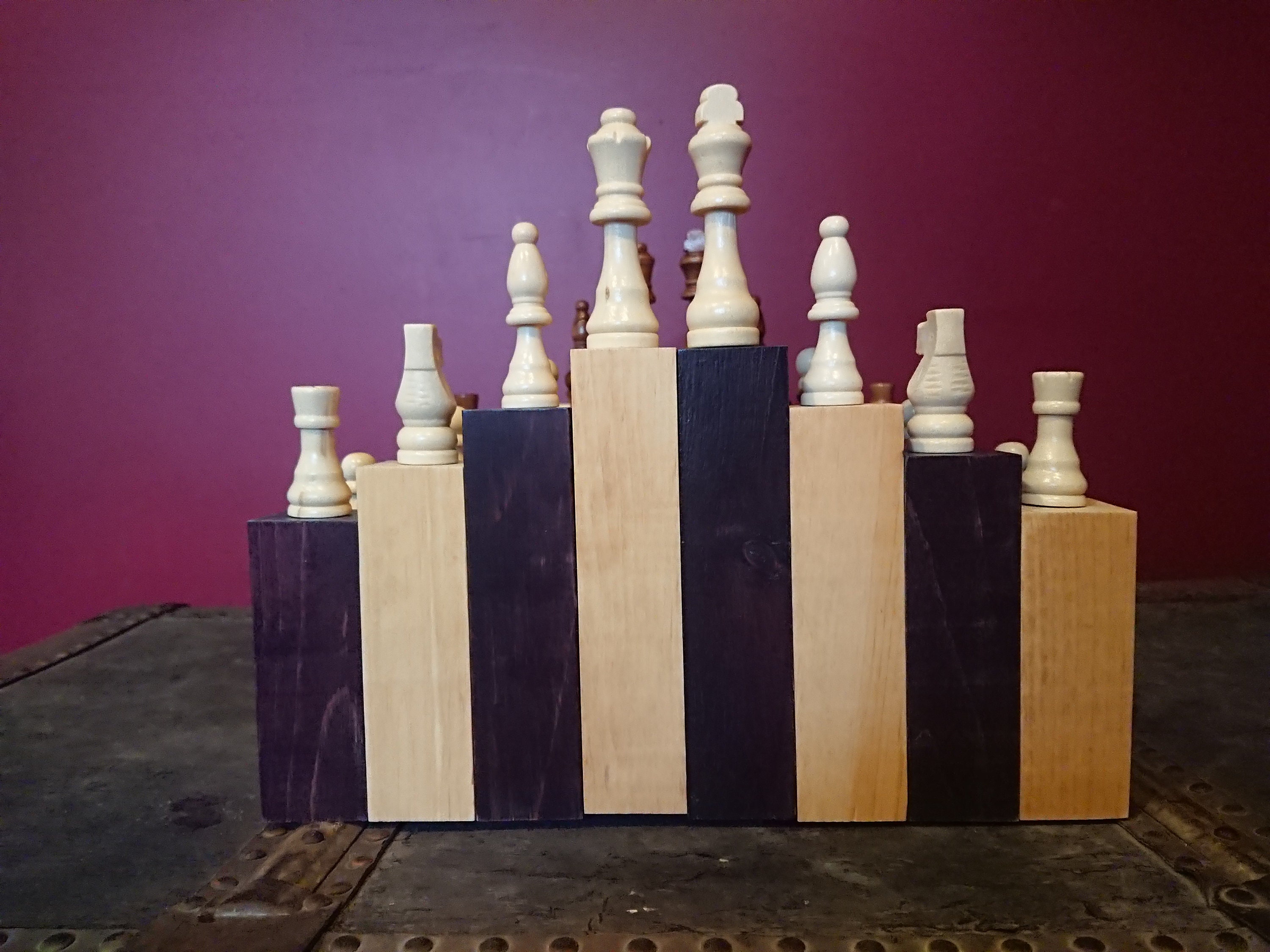 Unique Chess Set - Large Handmade 3d Chess Decor Wood Board Game Gift ...