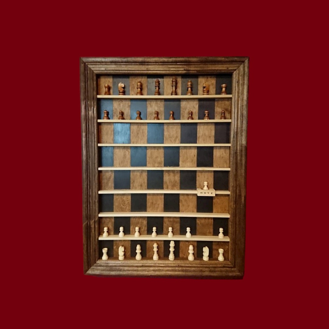 Vertical Chess Set- Large Wall Mounted Wooden Game Board - Conversation ...