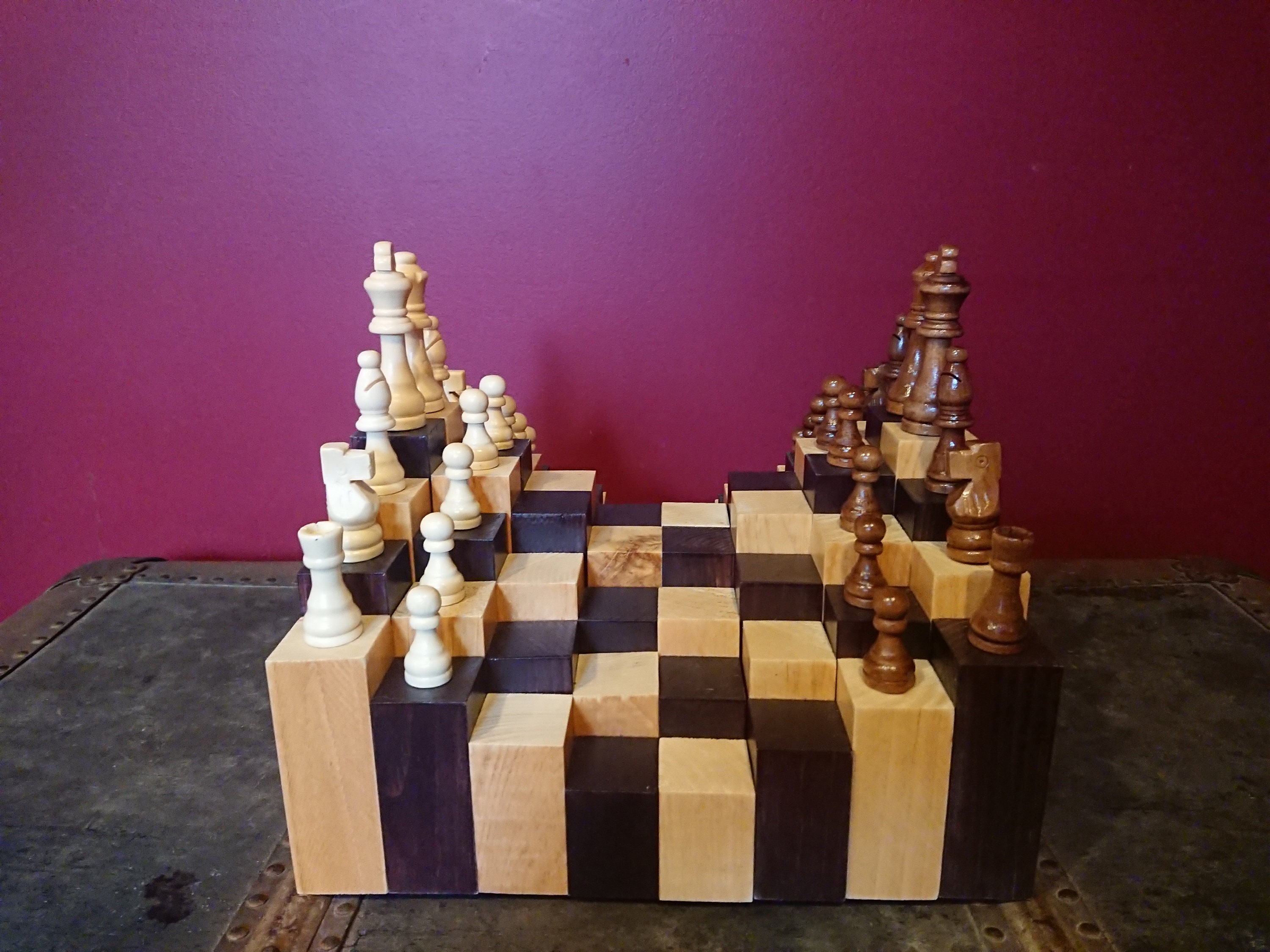 Unique Chess Set Large Handmade 3d Chess Decor Wood Board | Etsy
