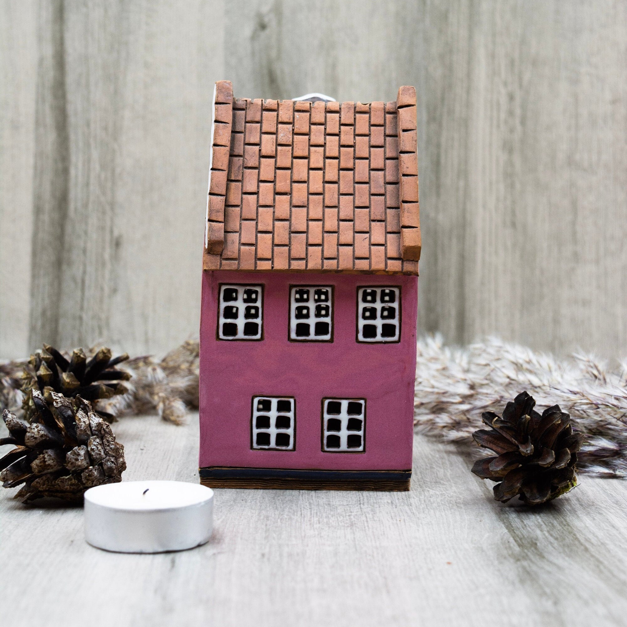 Ceramic Miniature of the Original House in Riga, Clay House Tea Light ...