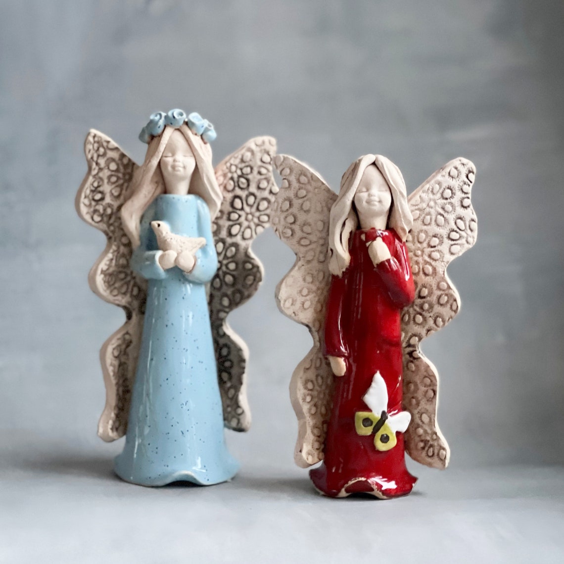 Pottery Handmade Angel Clay Sculpture Angel Statue Christian - Etsy