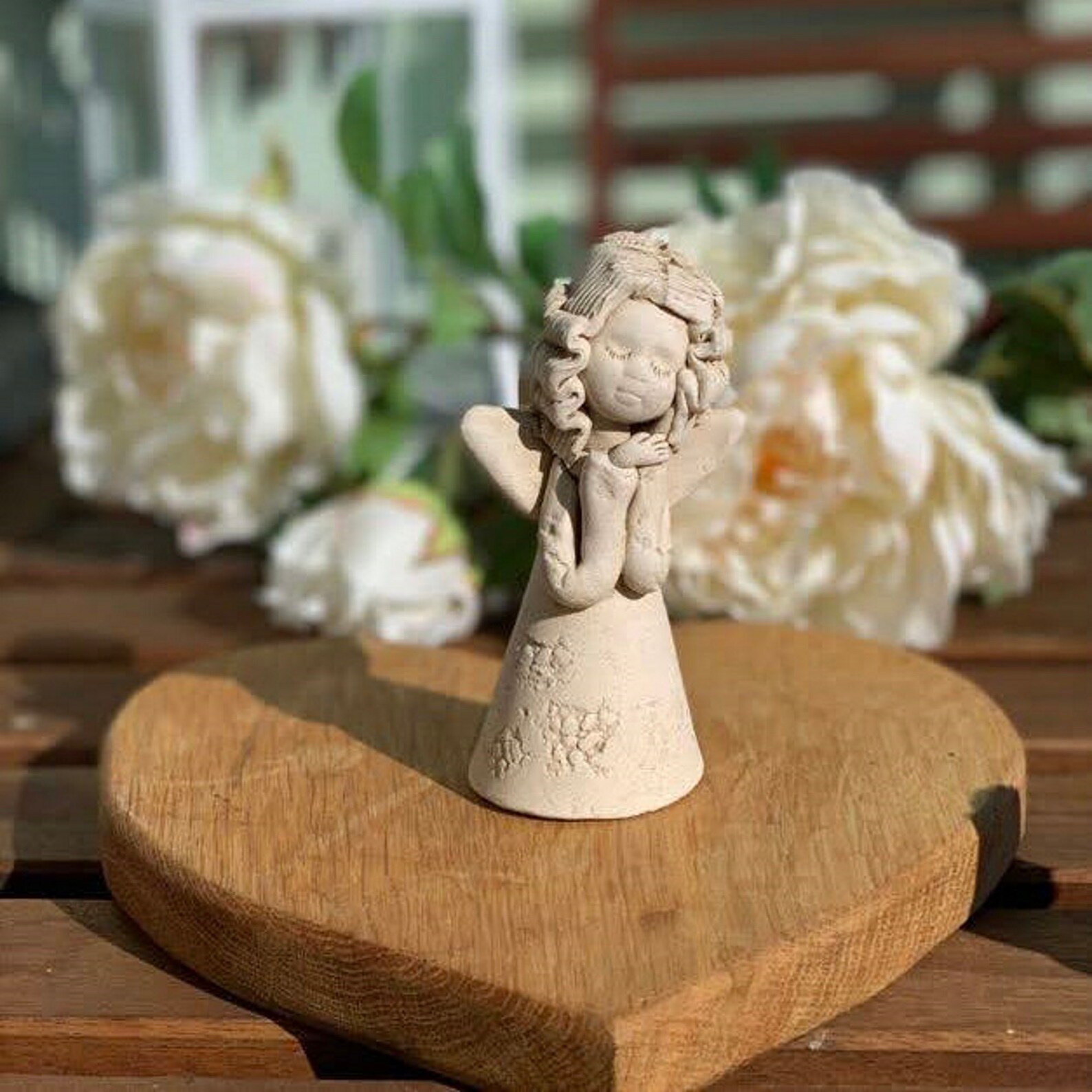Angel Pottery Handmade Christian Art Clay Sculpture Angel - Etsy