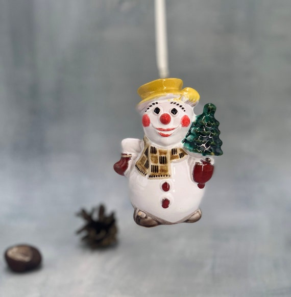 Snowman Pottery Handmade Christmas Ornament Winter Decor | Etsy