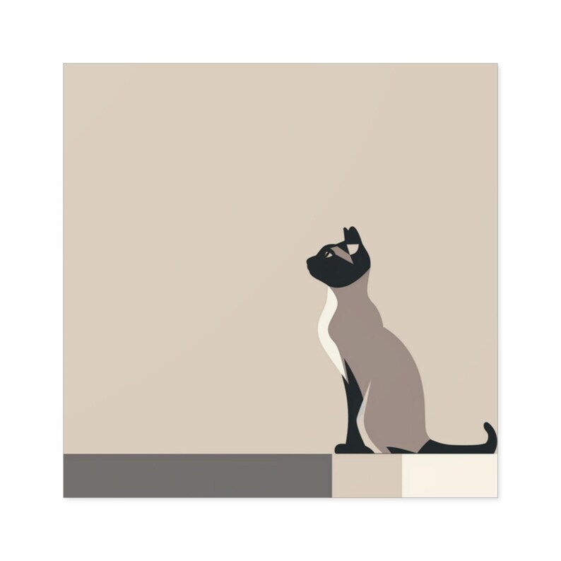 Minimalist Siamese Cat Vinyl Sticker Cat Gift for Minimalism Art Lover ...