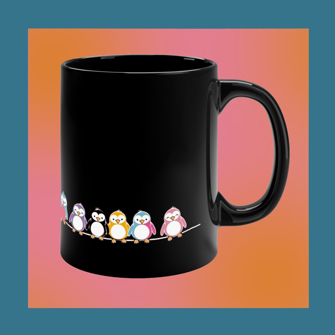 Minimalist Colorful Penguin Mug Minimalist Art Penguin Gift Sweet ...