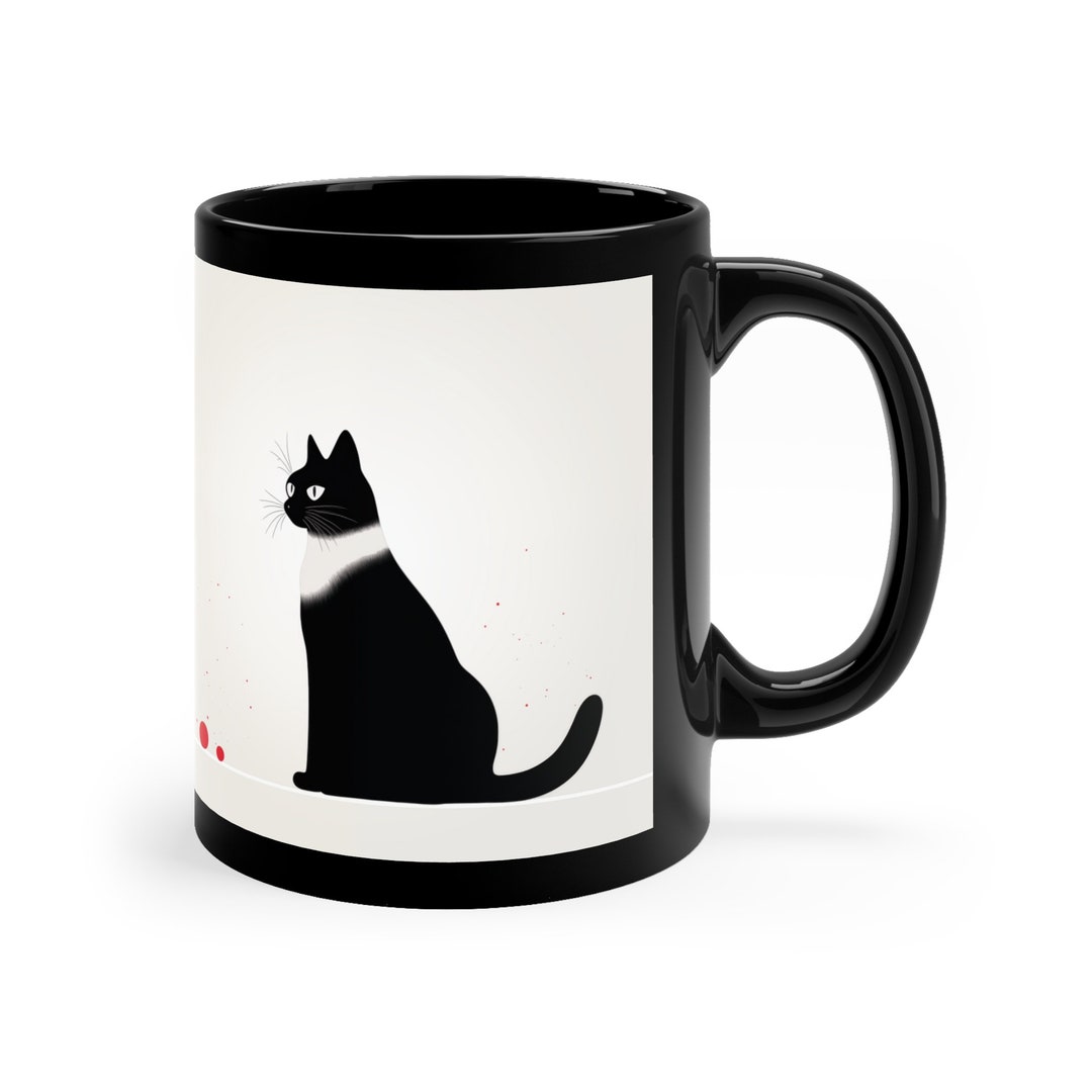 Minimalist Black Cat Gift Black Cats Gift Black Cat Gift Black Cat Mugs ...