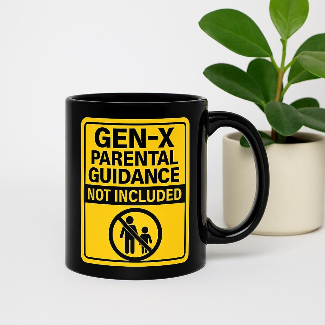 Gen-x Parental Guidance Not Included Mug, Funny Retro Warning Sign ...