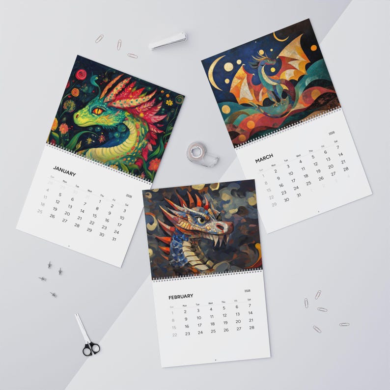 Dragon Wall Calendar (2026) - Picasso, Khalo, Metisse Inspired Magical ...