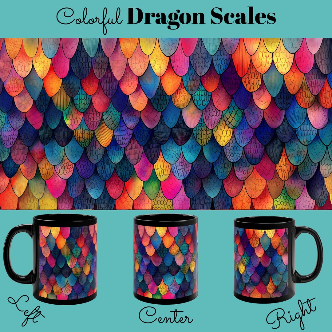 Maximalist Colorful Dragon Scales and Gifts Dragon Mugs Dragon Mugs for ...