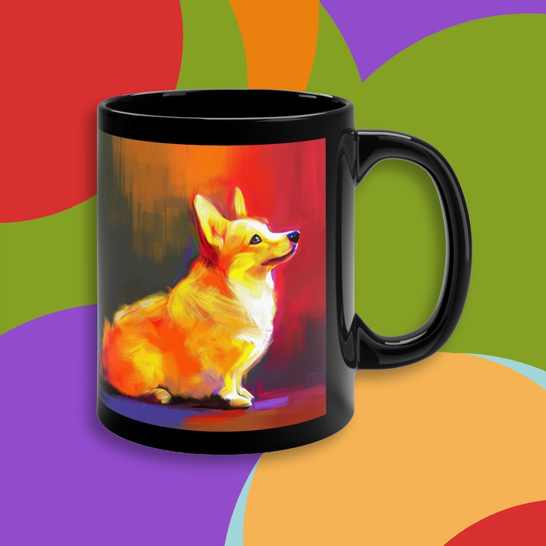 Artsy Corgi Mug, Flavin Inspired, Corgi Mugs, Corgi Dog Lovers, Corgi ...