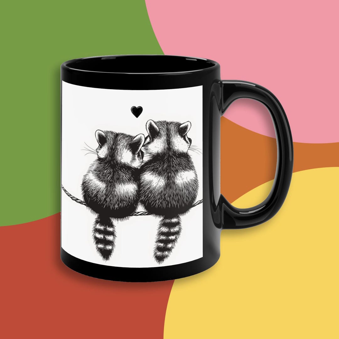 Minimalist Pair of Raccoons Gift Cute Raccoon Couple Raccoon Mugs ...