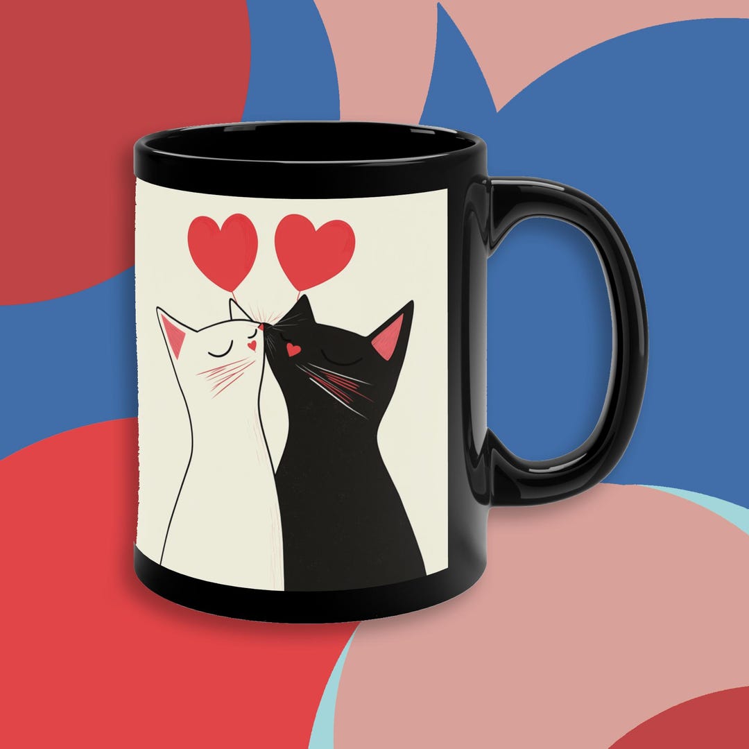 Cute Cat Wedding Gift Cat Valentine's Day Couple Mugs Cat Coffee Cups ...