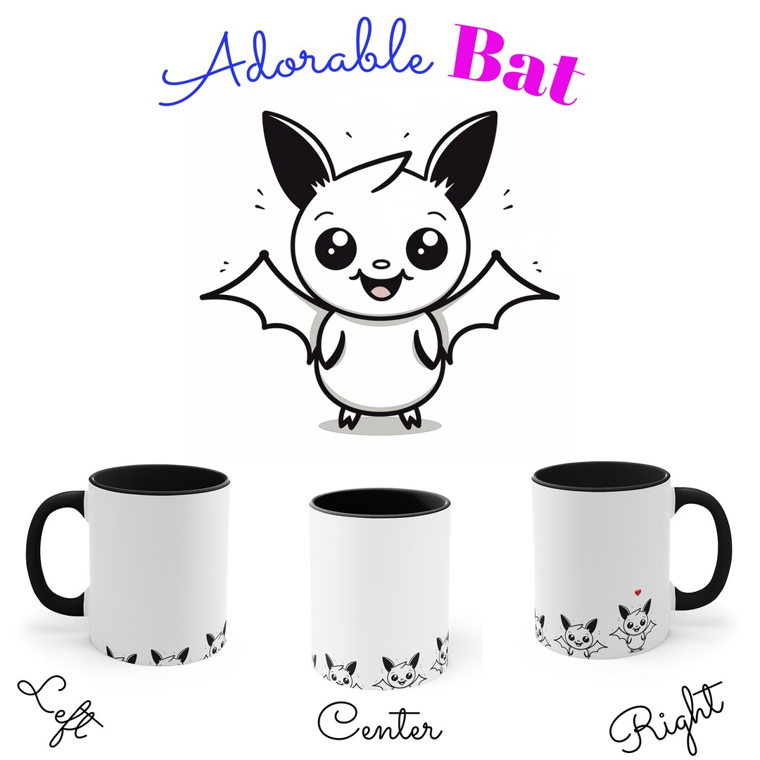 Cute Bat Minimalist Heart Design Bat Valentine's Day Mug Bats Gift Bat ...
