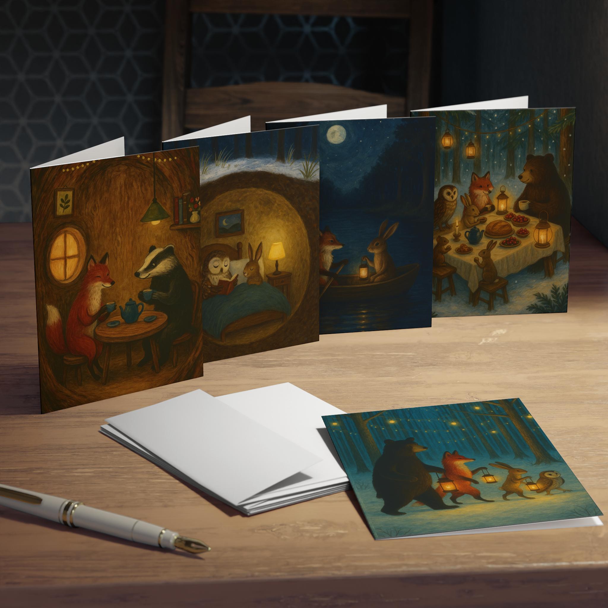 Winter Solstice 5-card Set, Woodland Greeting Cards, Moon & Forest ...