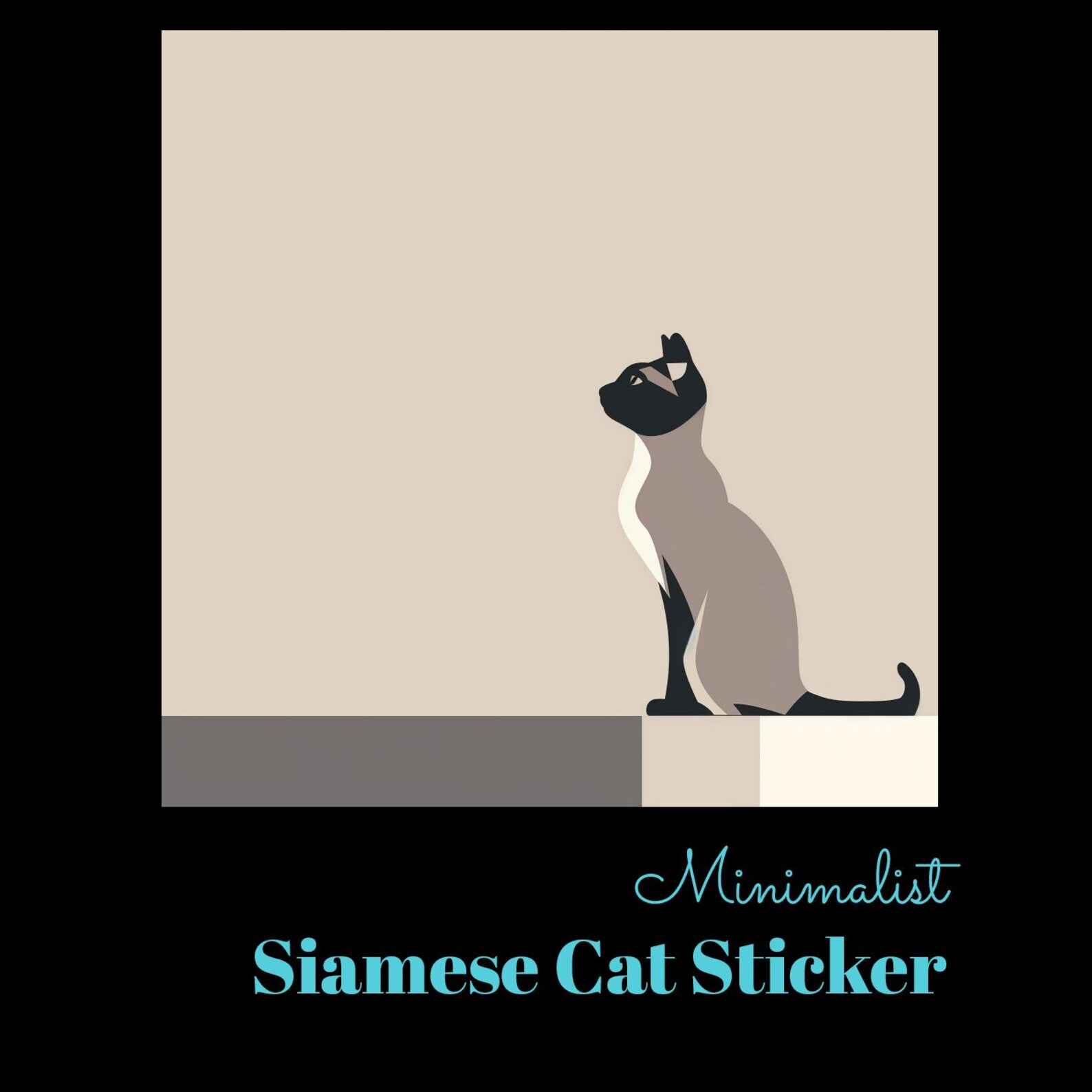 Minimalist Siamese Cat Vinyl Sticker Cat Gift for Minimalism Art Lover ...