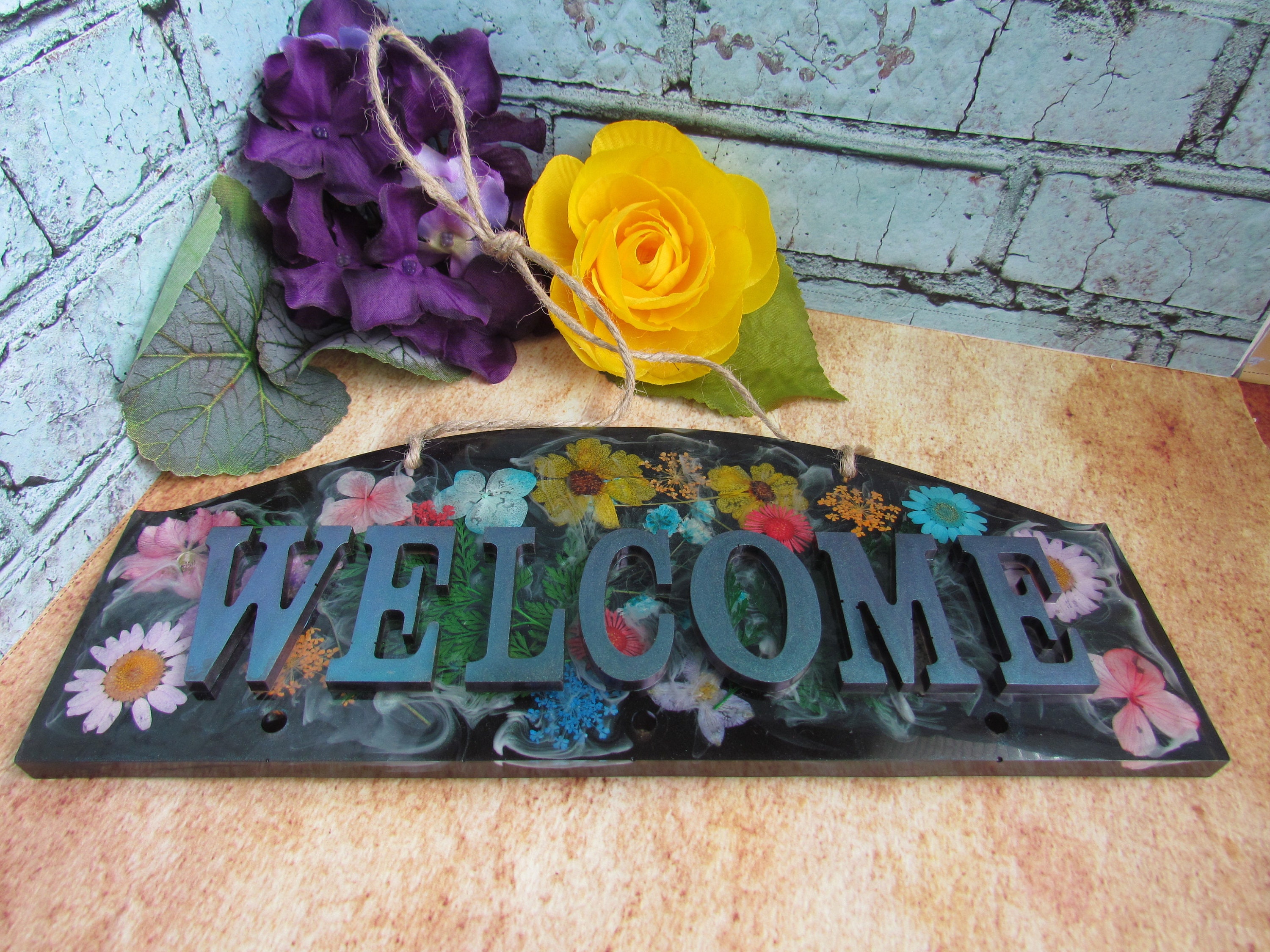 Hanging Welcome Sign/ Resin Welcome sign/ Welcome Sign/ | Etsy