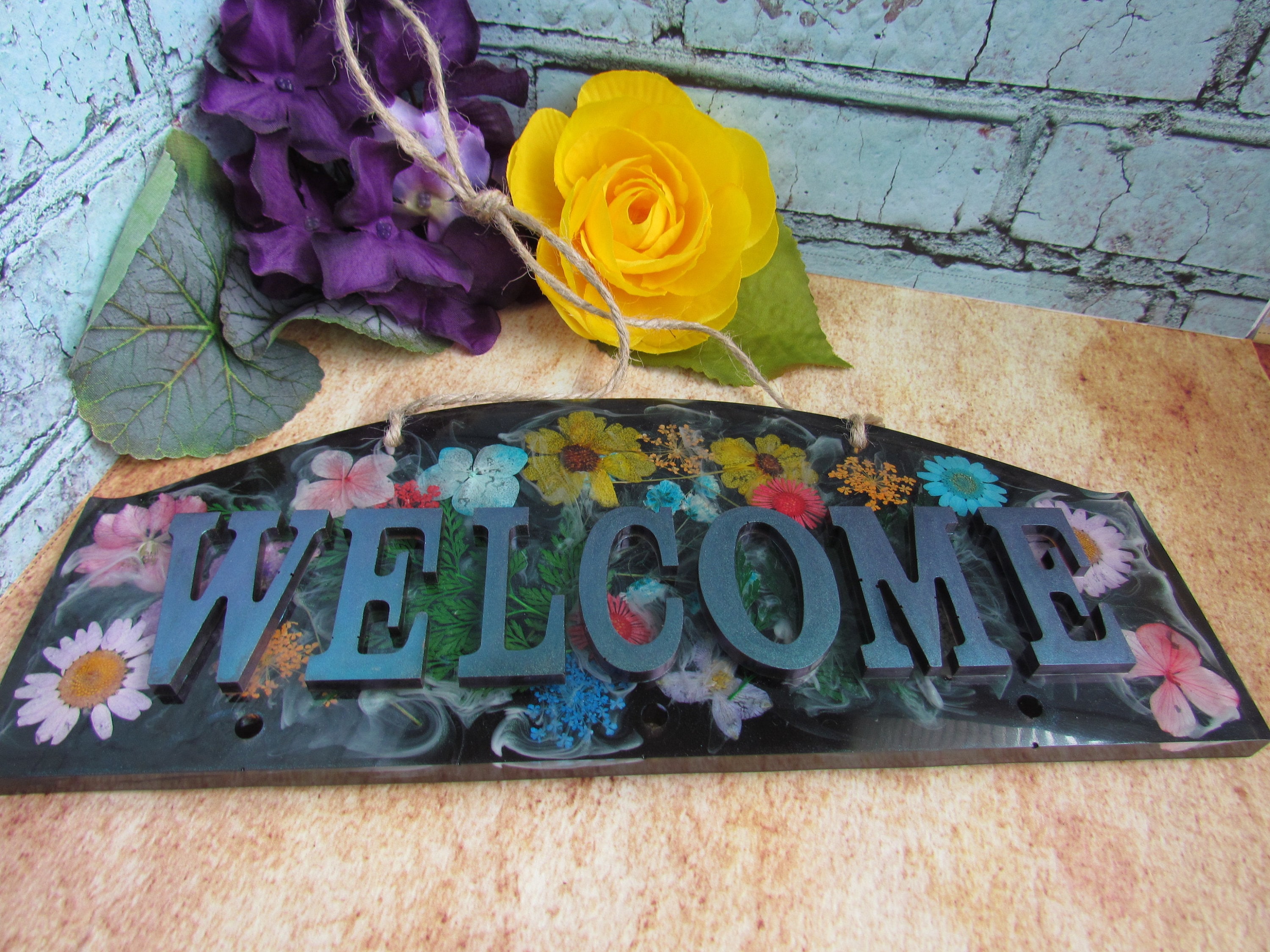 Hanging Welcome Sign/ Resin Welcome sign/ Welcome Sign/ Handmade ...