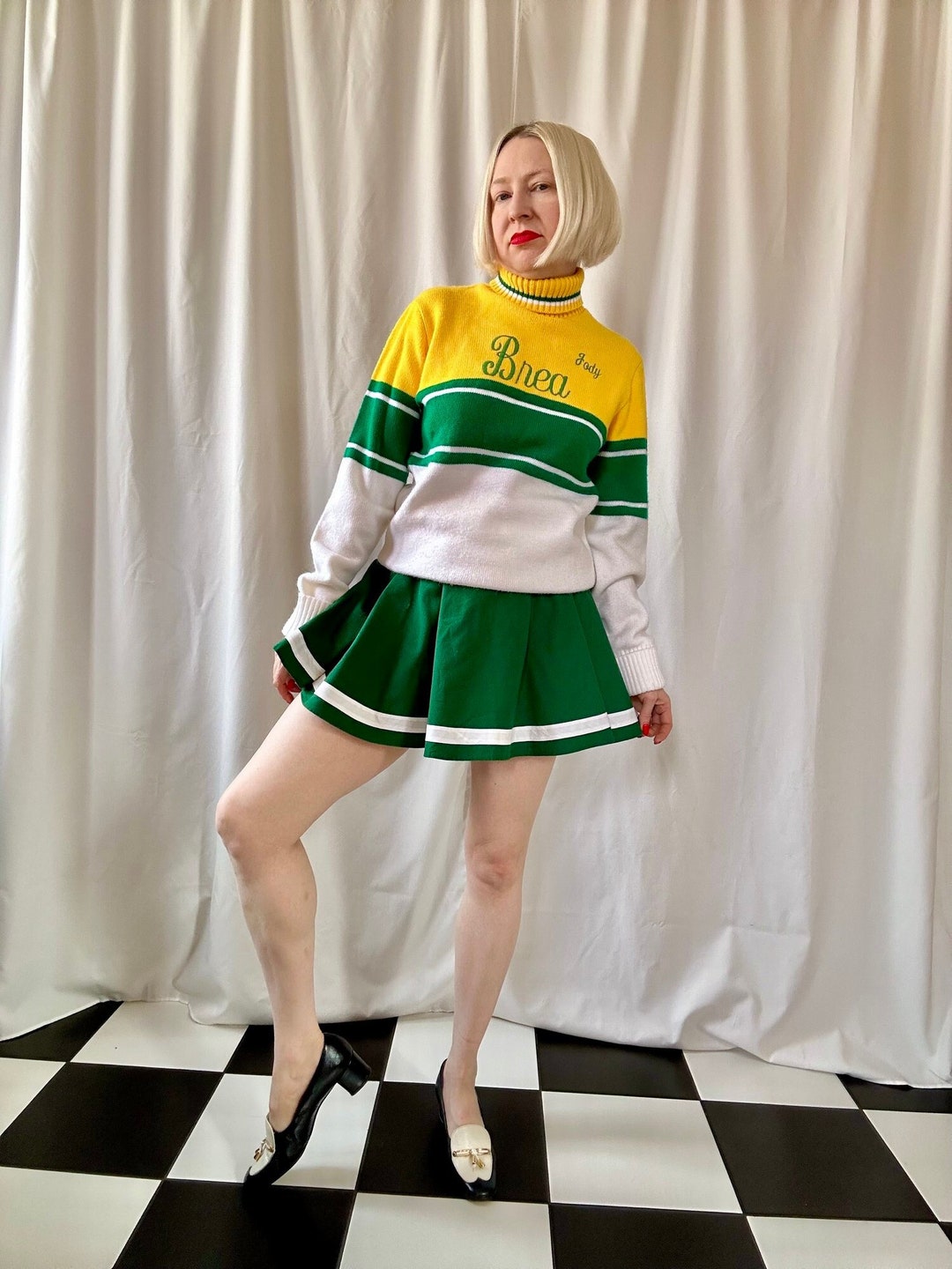 Vintage 1970s Team Mates Brea High School Striped Acrylic Cheerleading ...