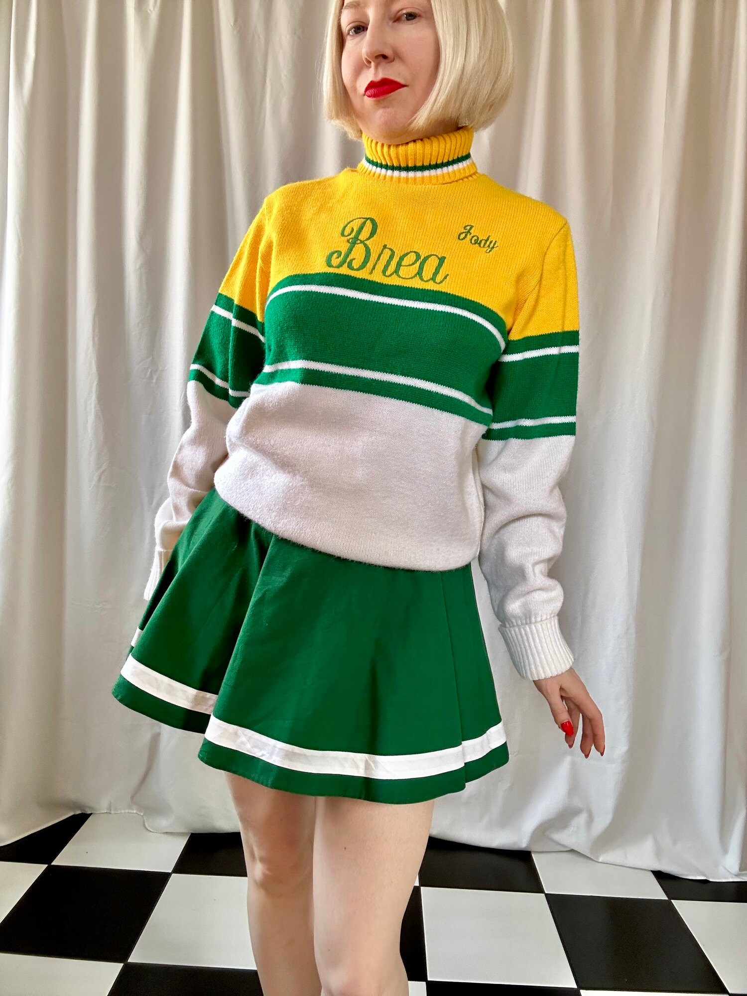 Vintage 1970s Team Mates Brea High School Striped Acrylic Cheerleading ...