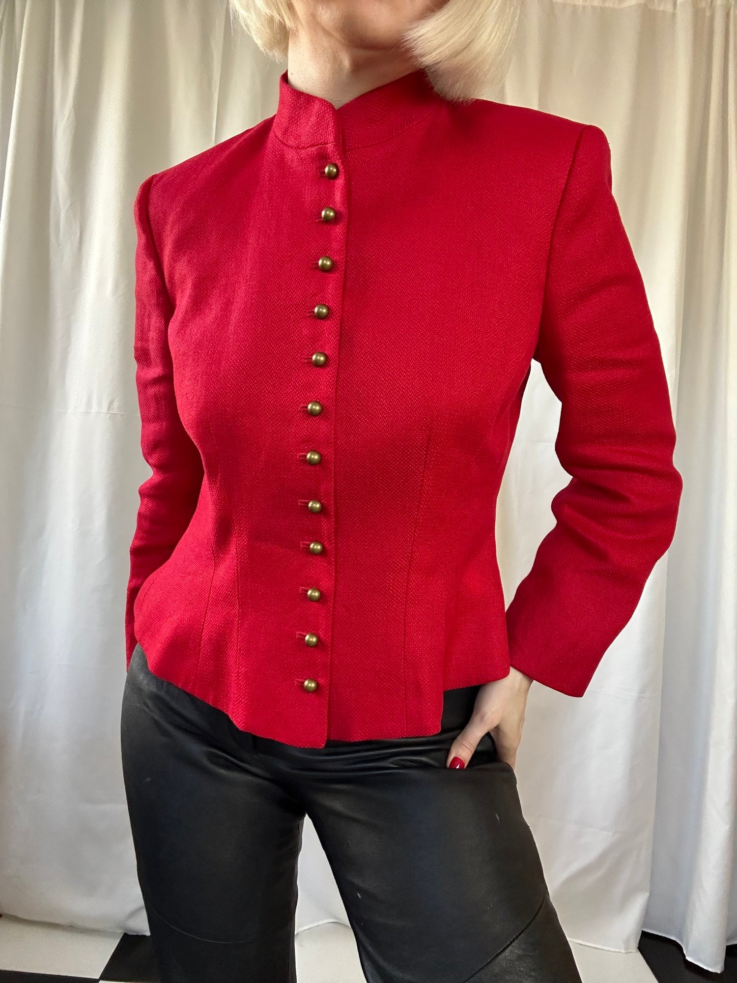 Vintage Y2K Lauren by Ralph Lauren Red Linen Equestrian Victorian ...