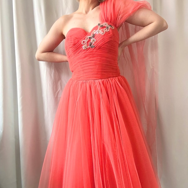 Coral Prom Dress - Etsy