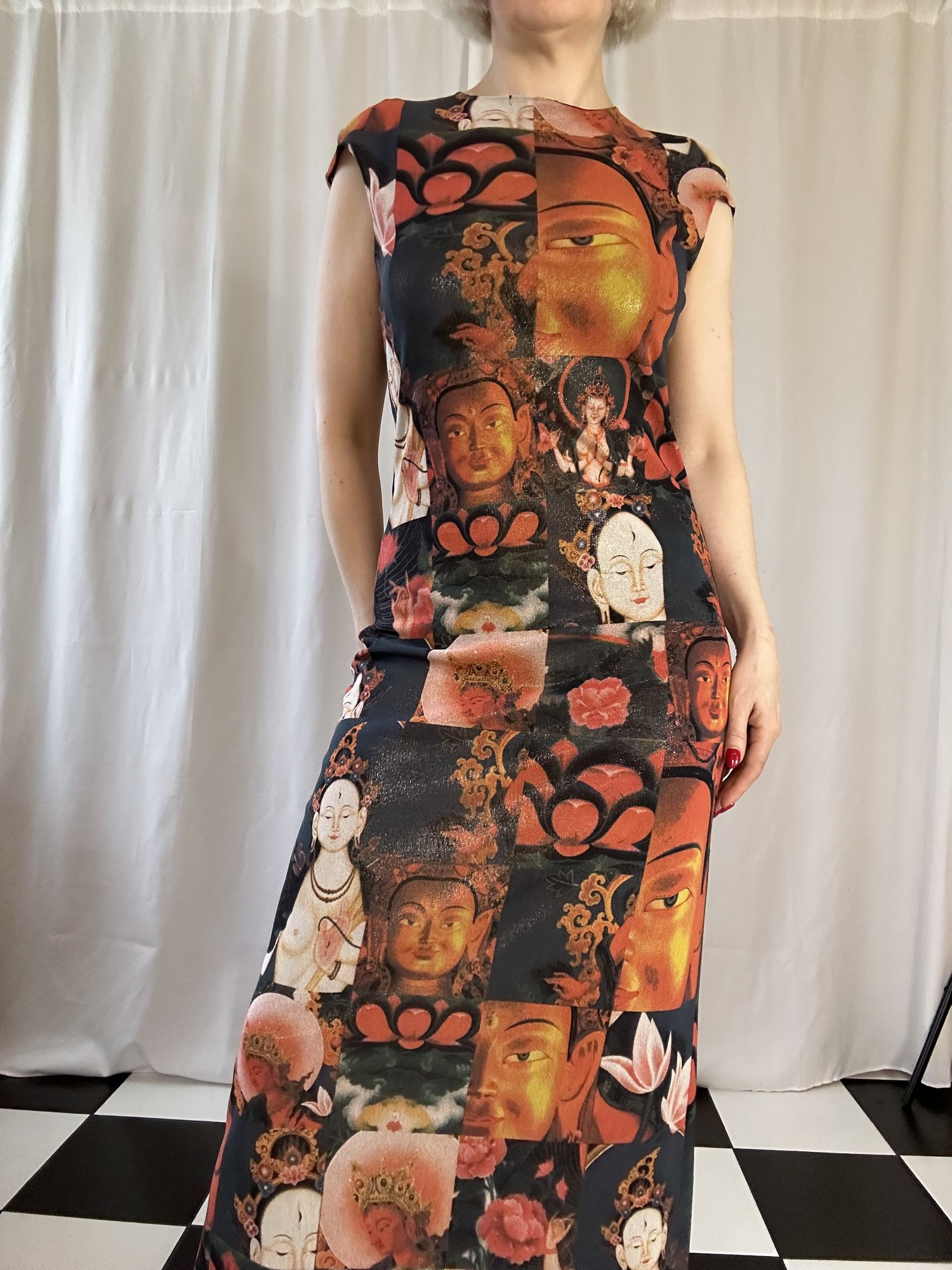 Vintage S/S 1997 Vivienne Tam Archival Buddha Kuan Yin Shimmery Mesh ...