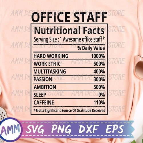 Office Staff Nutrition Facts Svg Office Staff Nutritional - Etsy